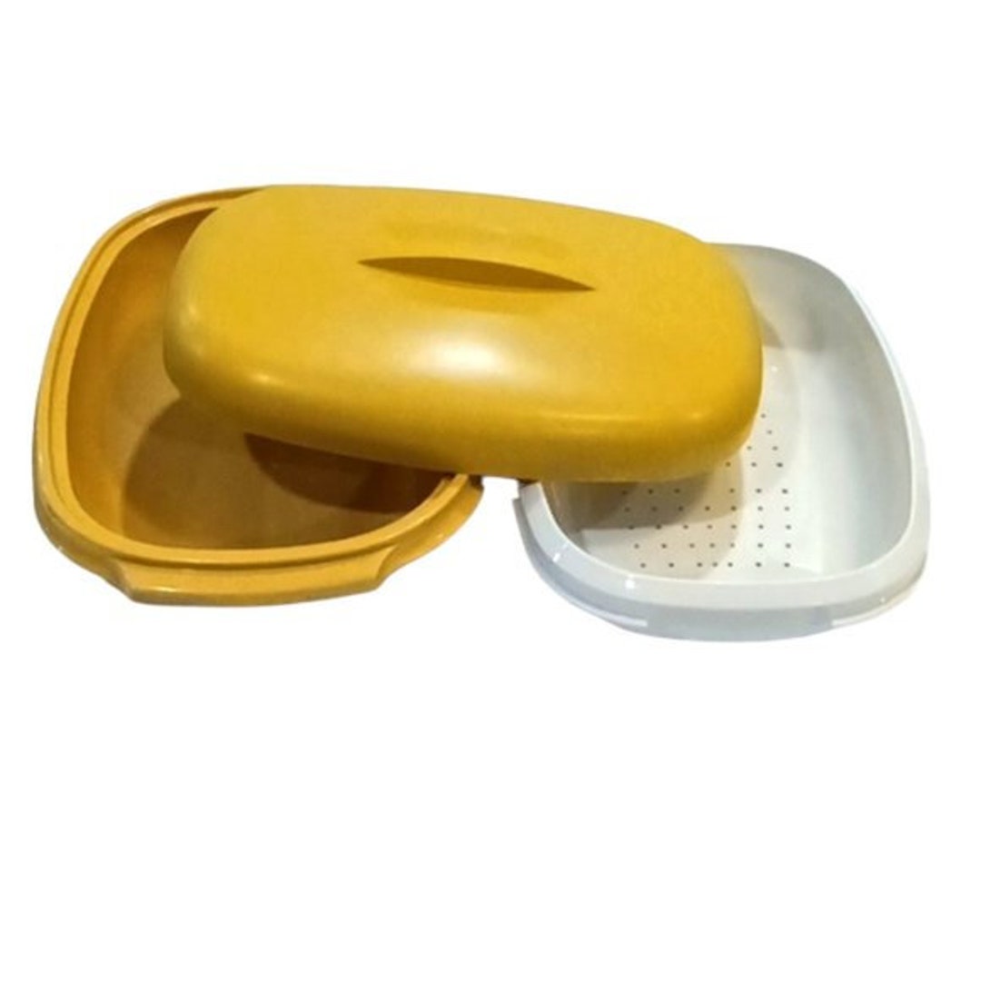 Vintage Tupperware Divided Microwave Vegetable Steamer Dish, Gold and ...