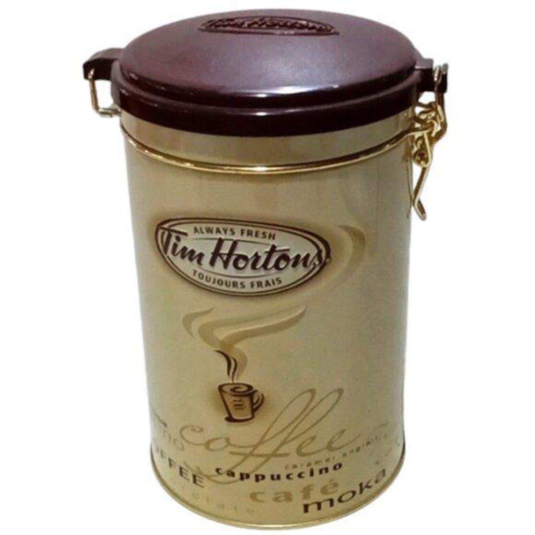 Vintage Tim Hortons 7" Limited Edition Metal Coffee Tin/canister W/snap ...