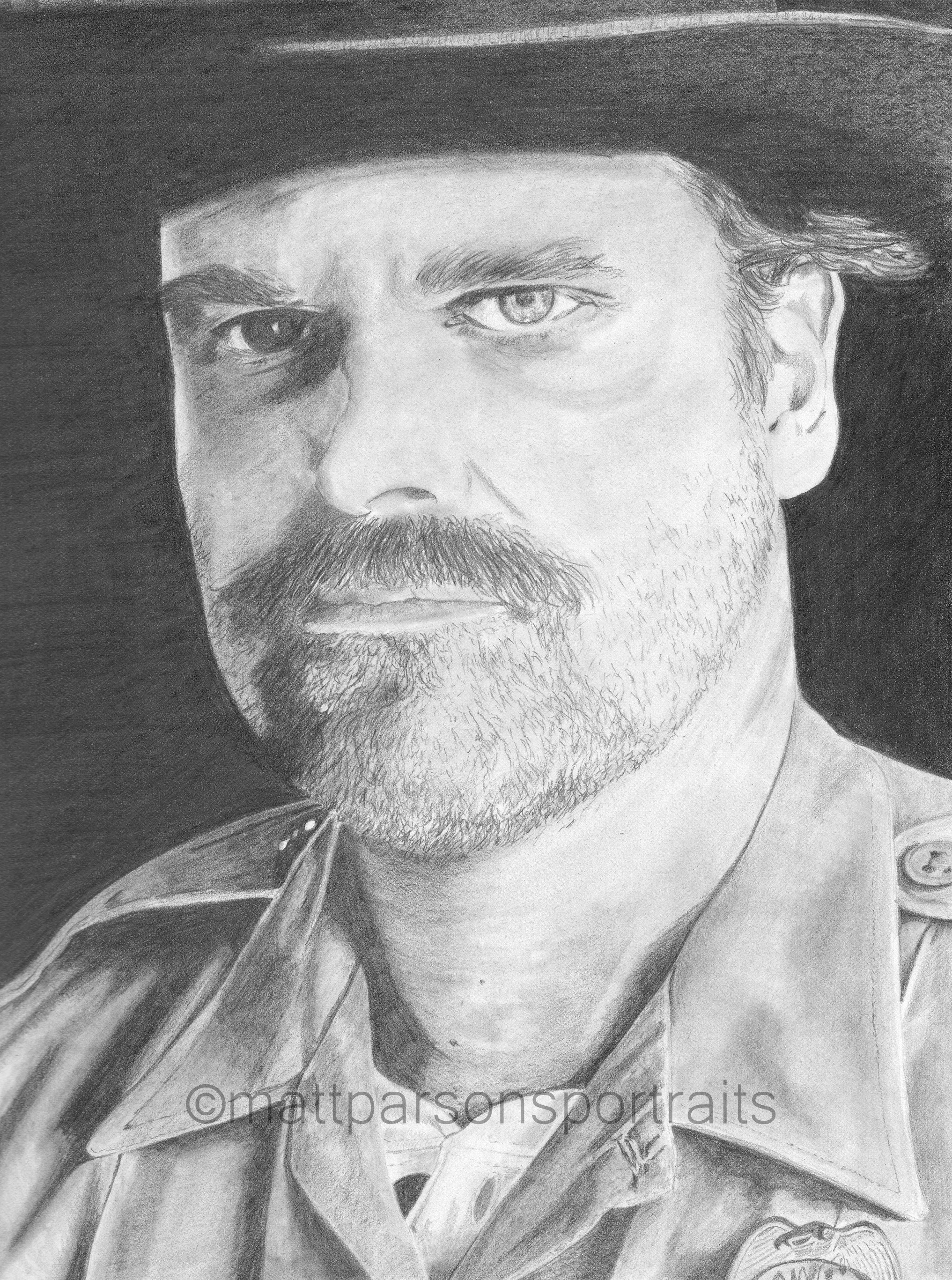 Jim Hopper David Habour Stranger Things Portrait Print Movie Print Art ...