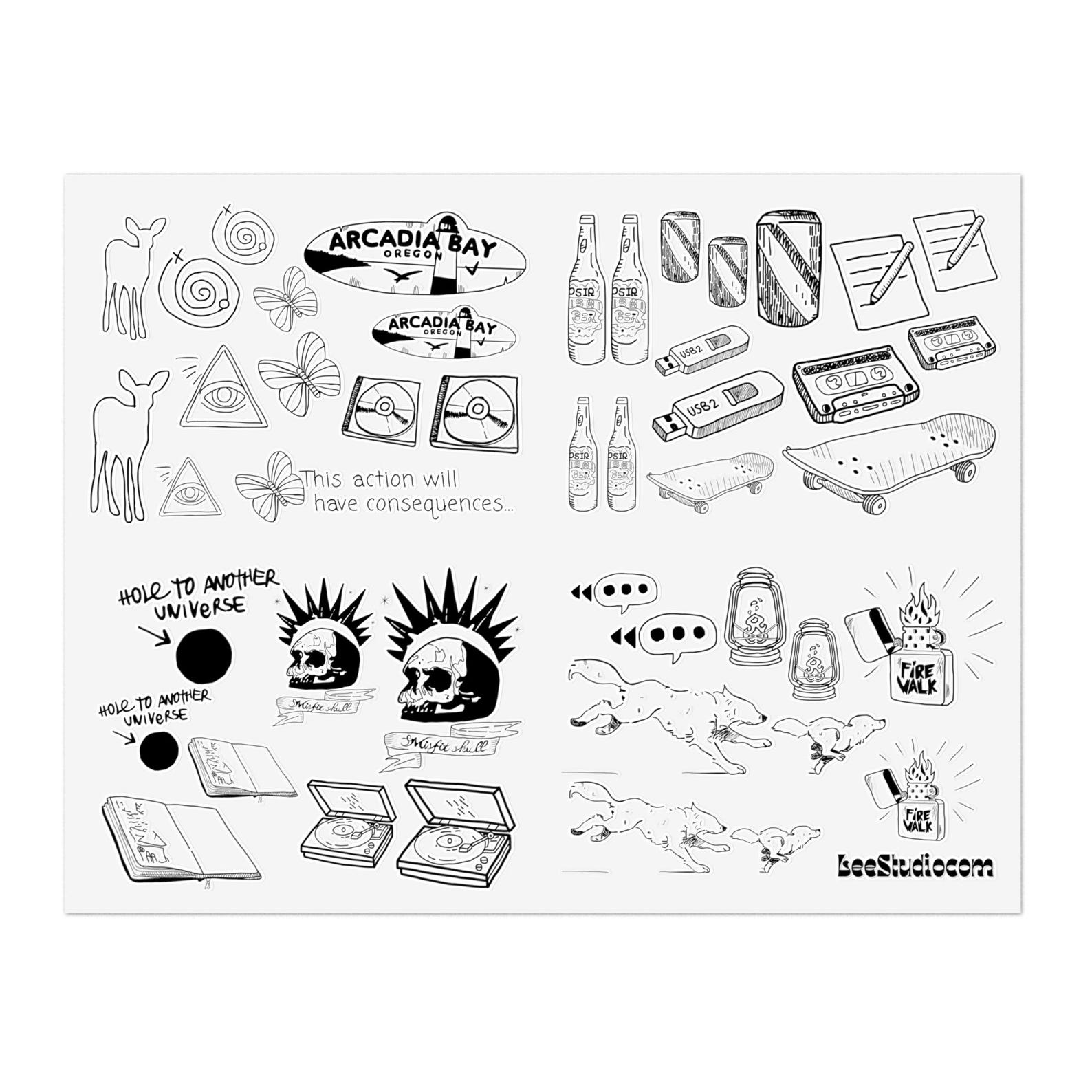 Life is Strange Line Art Design Collection Vinyl Sticker Sheets ...
