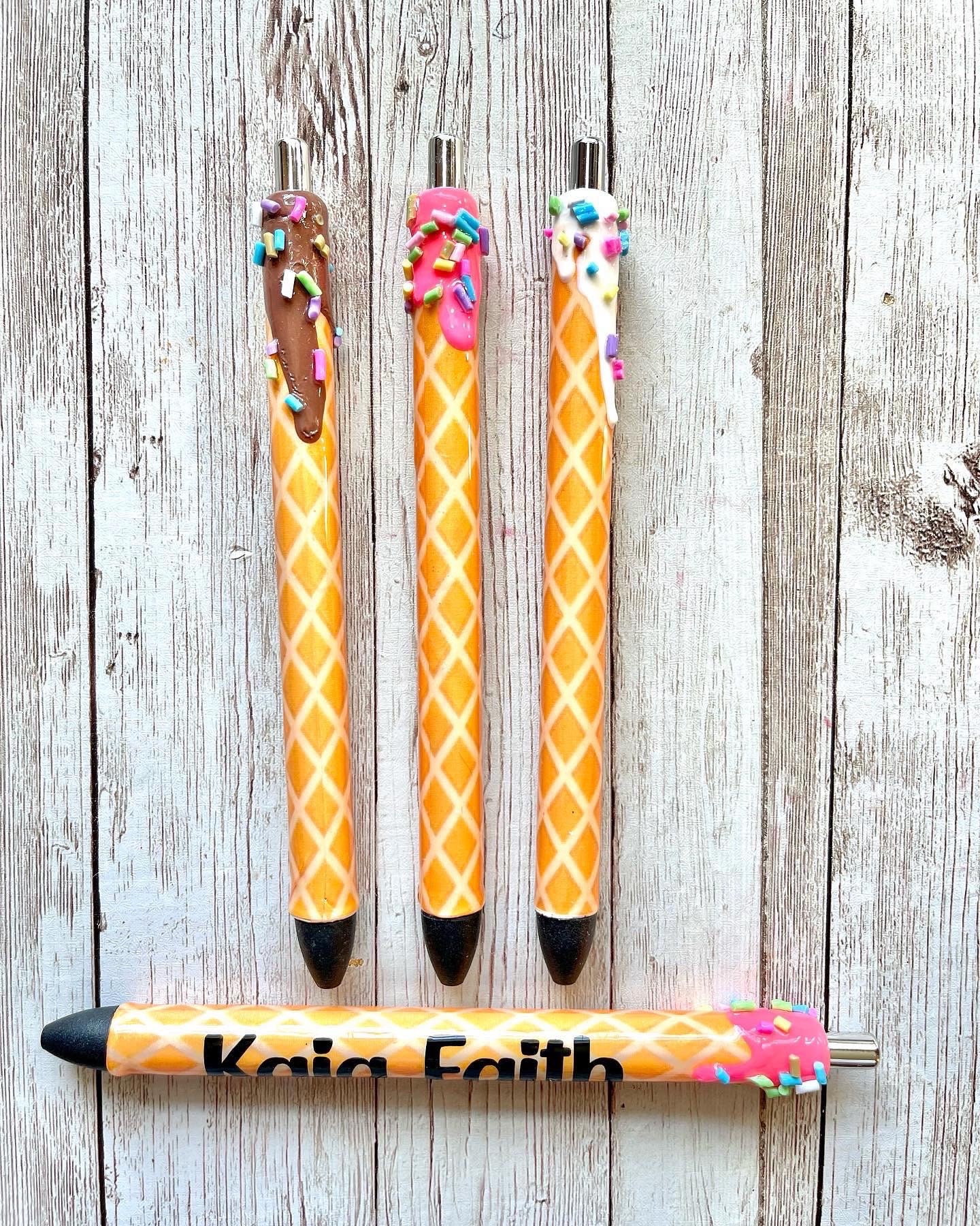 Custom Pen Epoxy Pen Pen With Name Ice Cream Cone Drip Pen - Etsy
