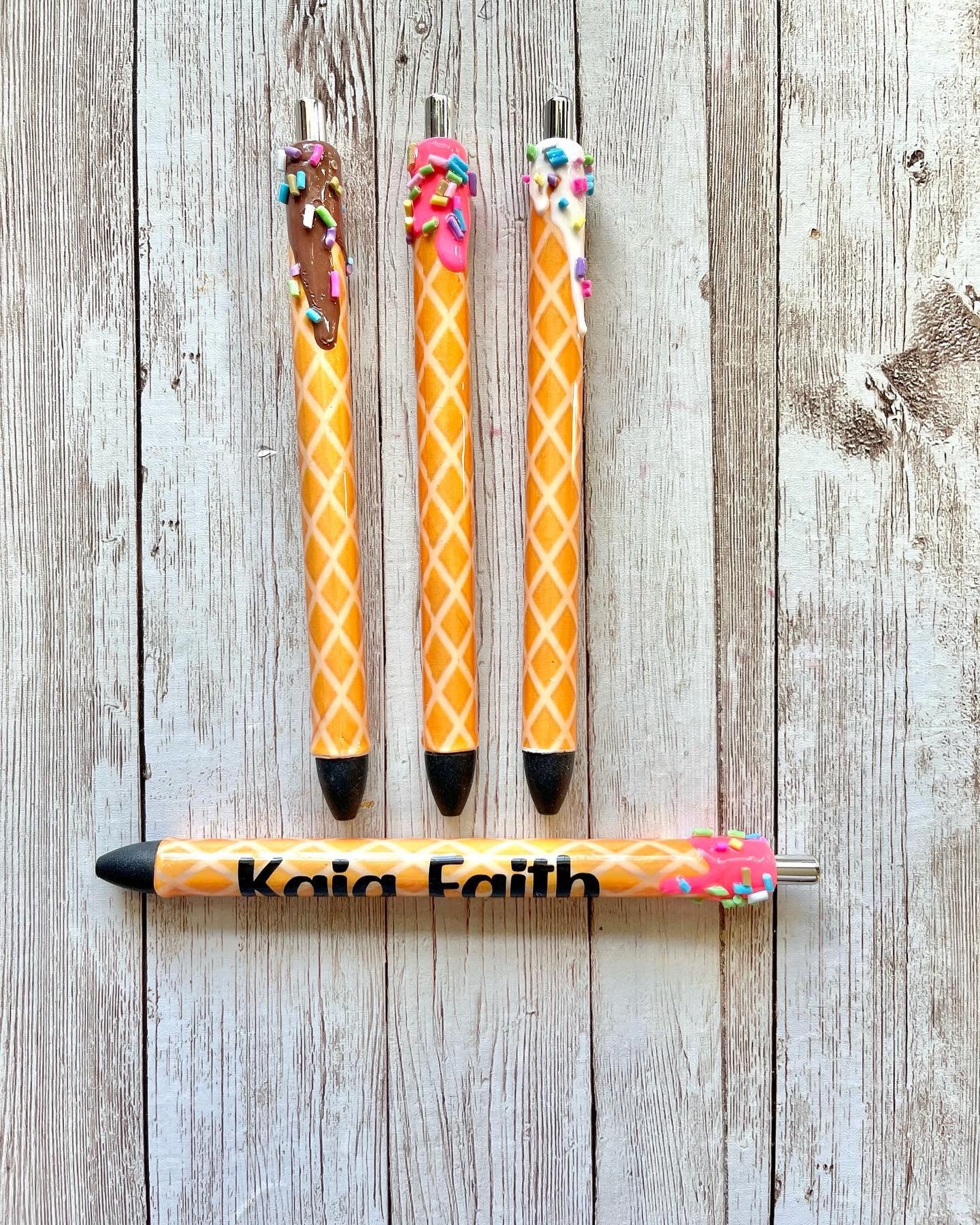 Custom Pen Epoxy Pen Pen With Name Ice Cream Cone Drip Pen - Etsy