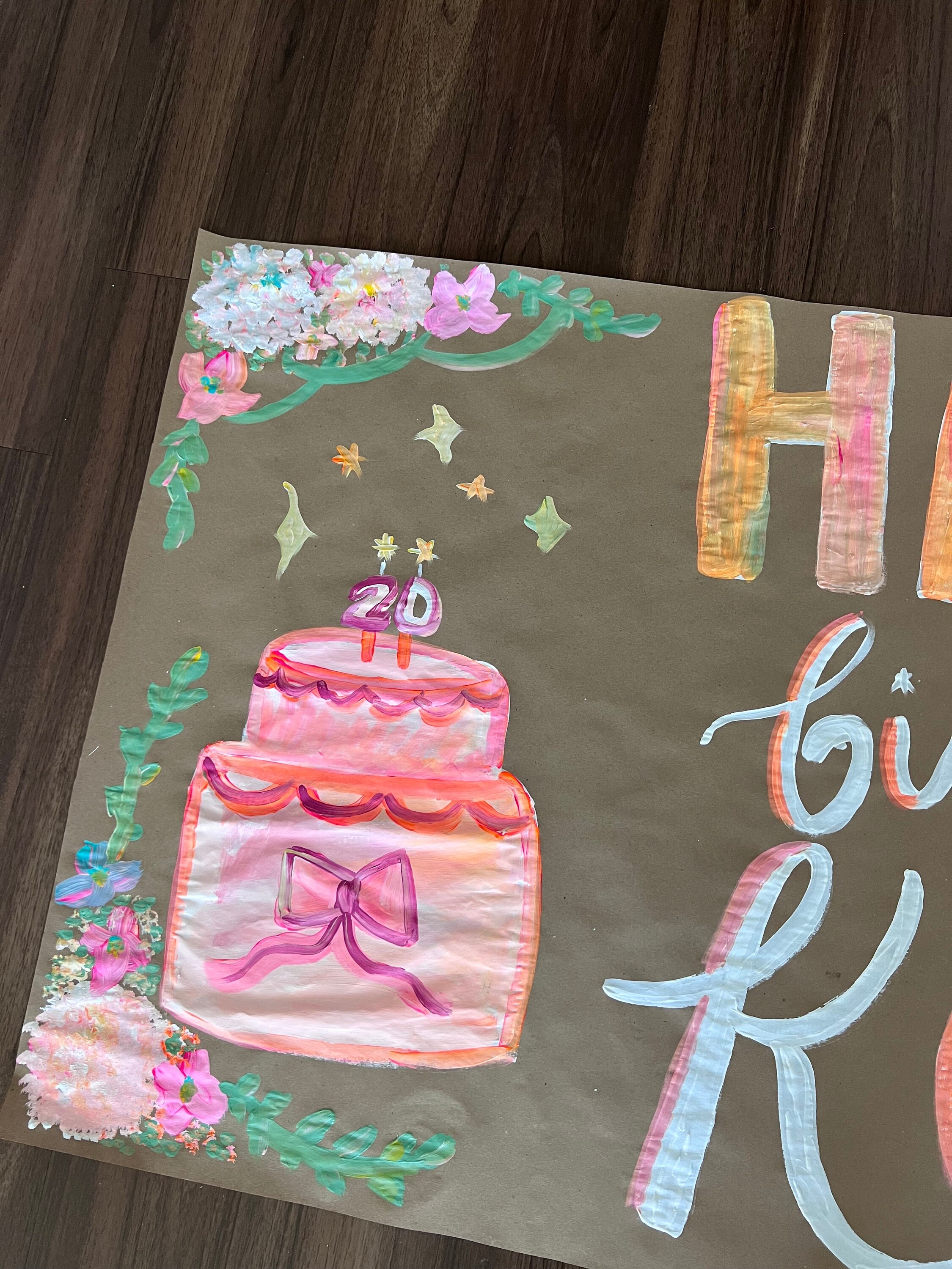 Custom Painted Birthday Banner, Preppy Colorful Teen Girls Women ...