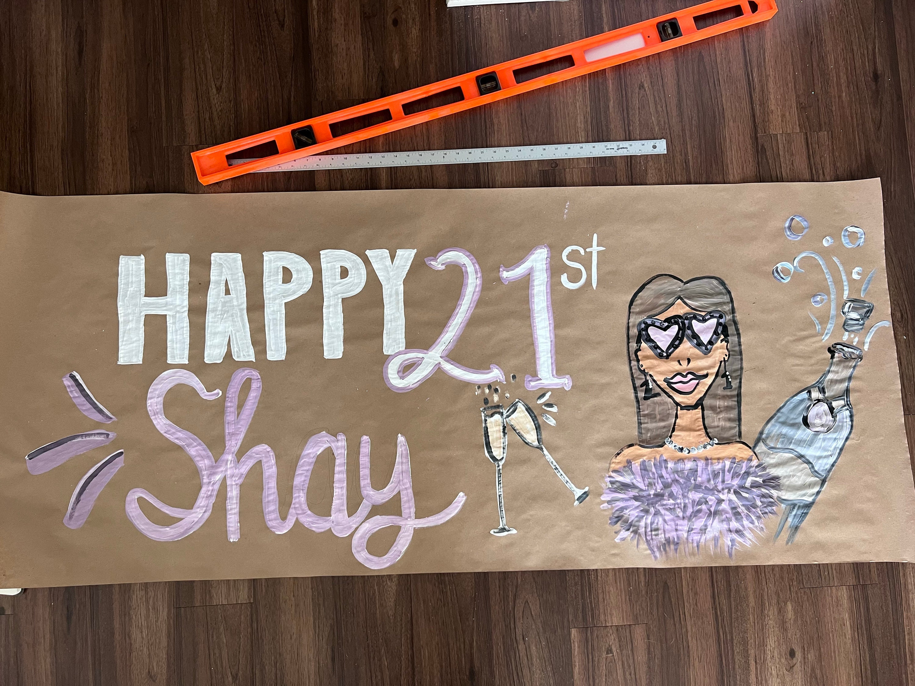 Custom Painted Birthday Banner, Preppy Colorful Teen Girls Women ...