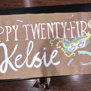 Custom Painted Birthday Banner, Preppy Colorful Teen Girls Women ...