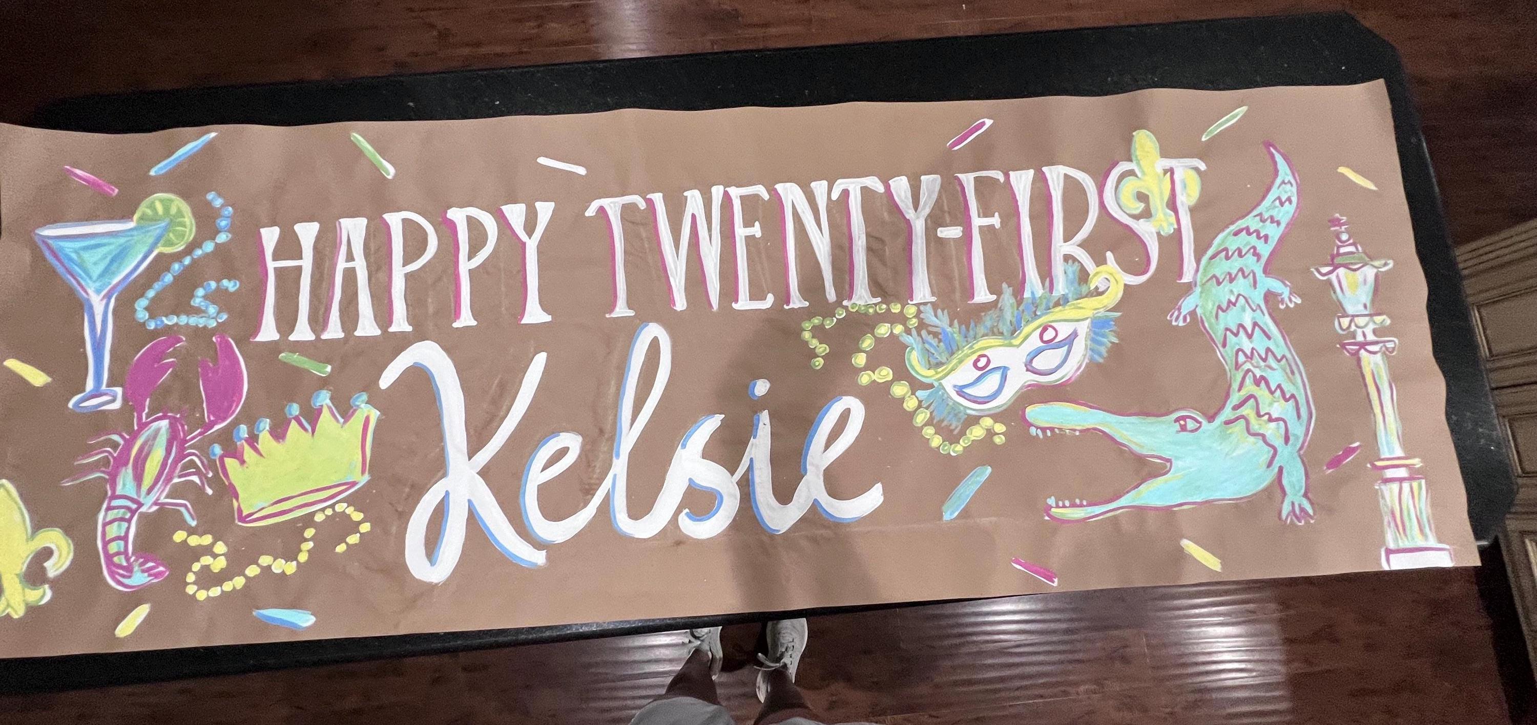 Custom Painted Birthday Banner, Preppy Colorful Teen Girls Women ...