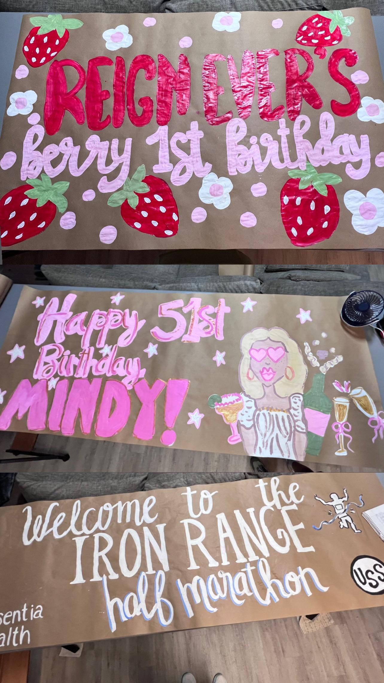 Custom Painted Birthday Banner, Preppy Colorful Teen Girls Women ...