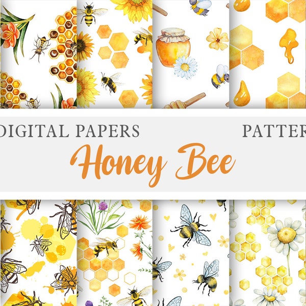 Bee Digital Paper - Etsy