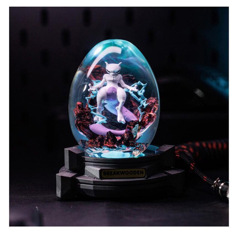 MEWTWO POKEMON Resin Lamp Egg, Custom Epoxy Resin Art, Handcrafted Eggs ...