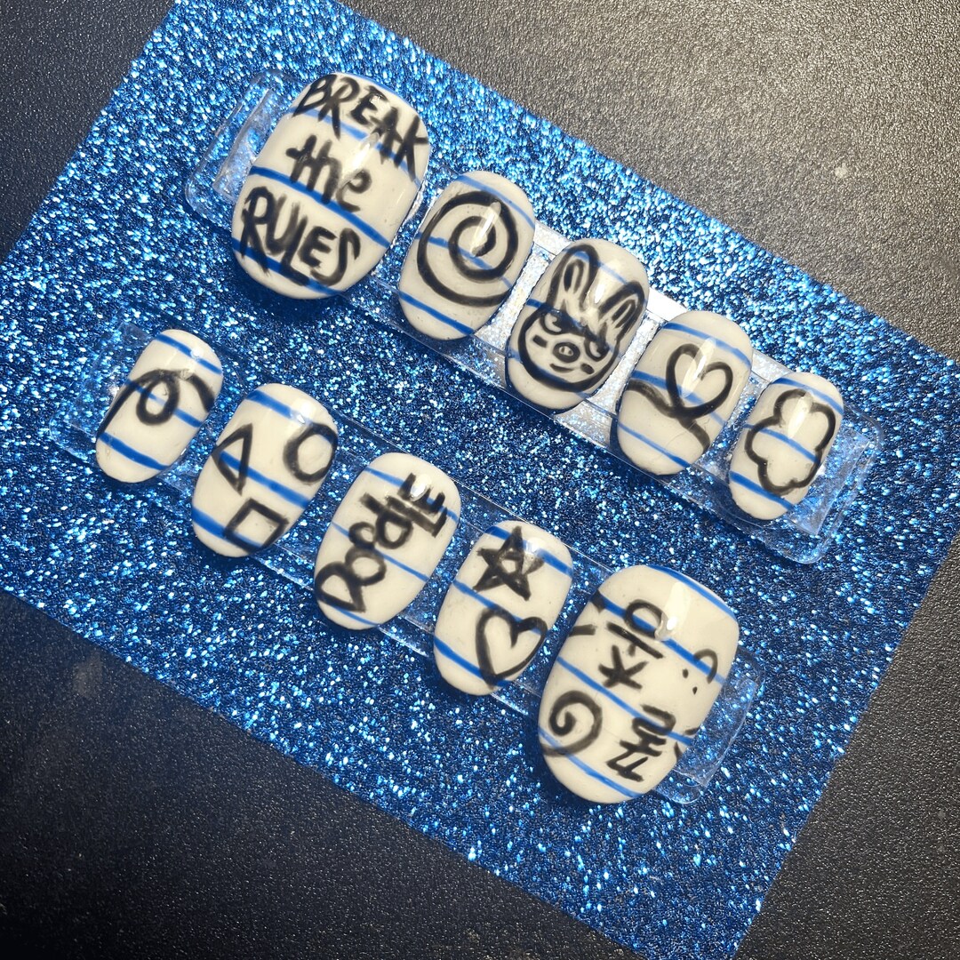Stray Kids Changbin Doodle Inspired Press-on Gel Nails - Etsy