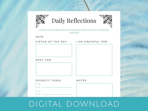 A4 Printable Daily Reflections Journal Gratitude Planner | Etsy