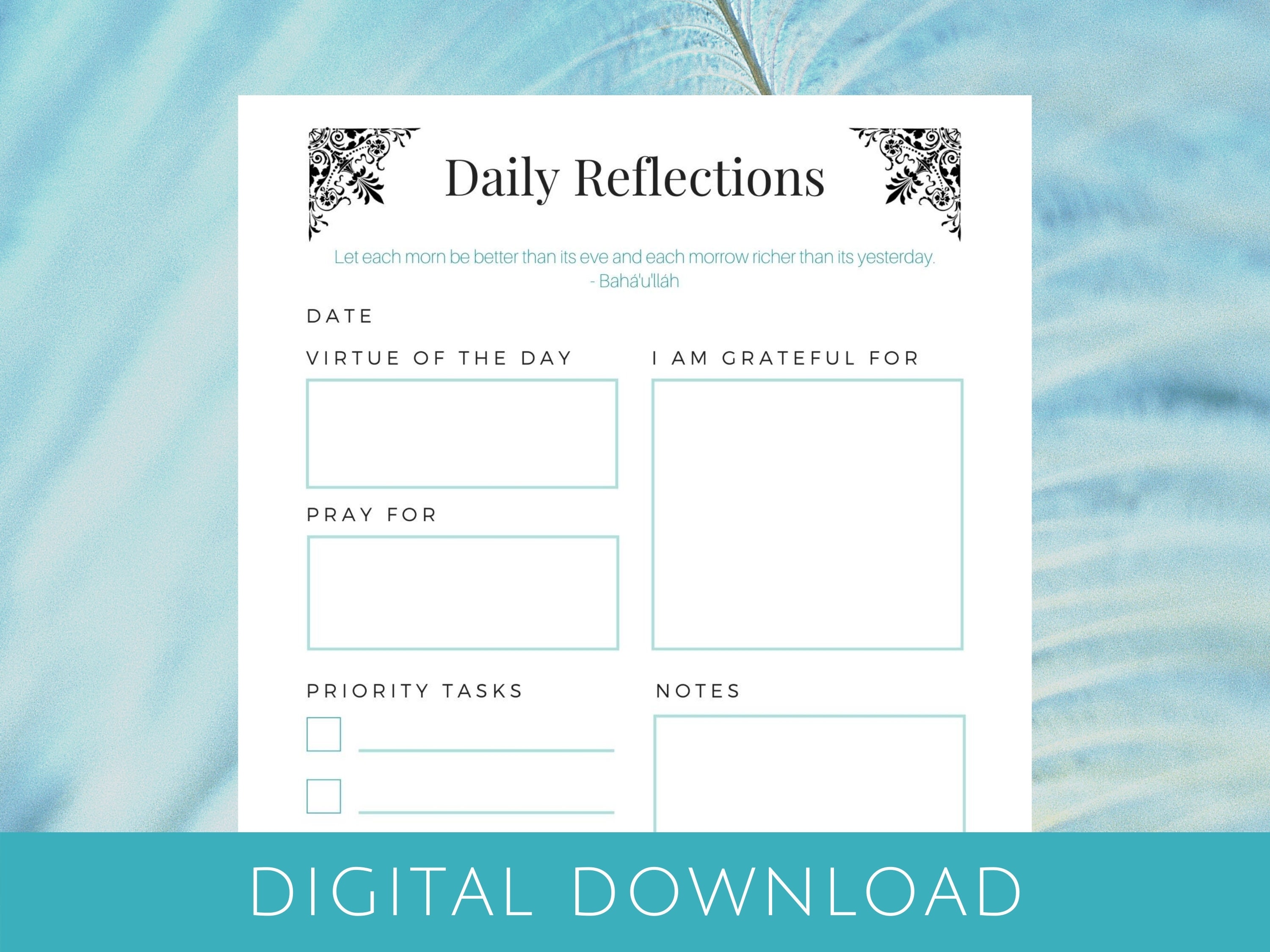 A4 Printable Daily Reflections Journal | Gratitude Planner ...