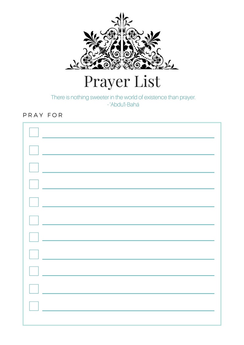 A4 Printable Prayer List | Daily Prayers List | Downloadable Prayer ...