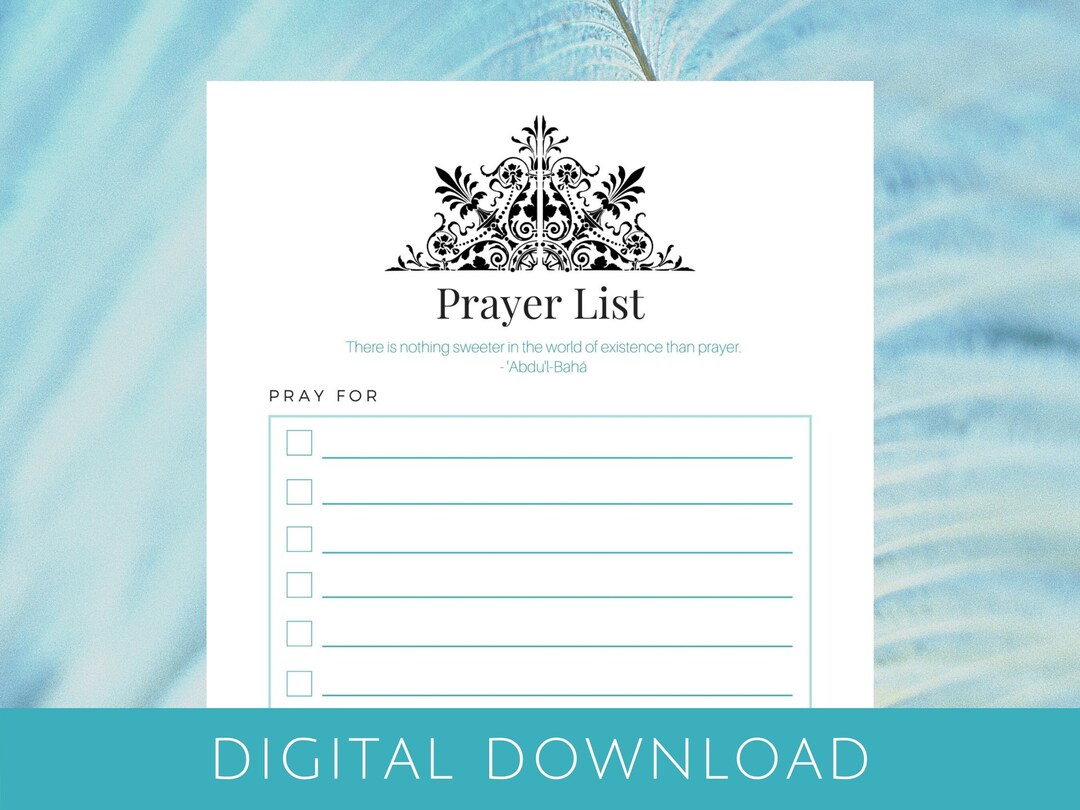 A4 Printable Prayer List | Daily Prayers List | Downloadable Prayer ...