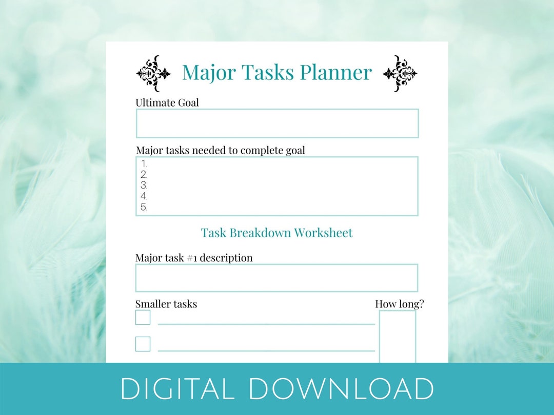 A4 Major Tasks Planner | Task Planner | Goal Planner | Setting Goals ...