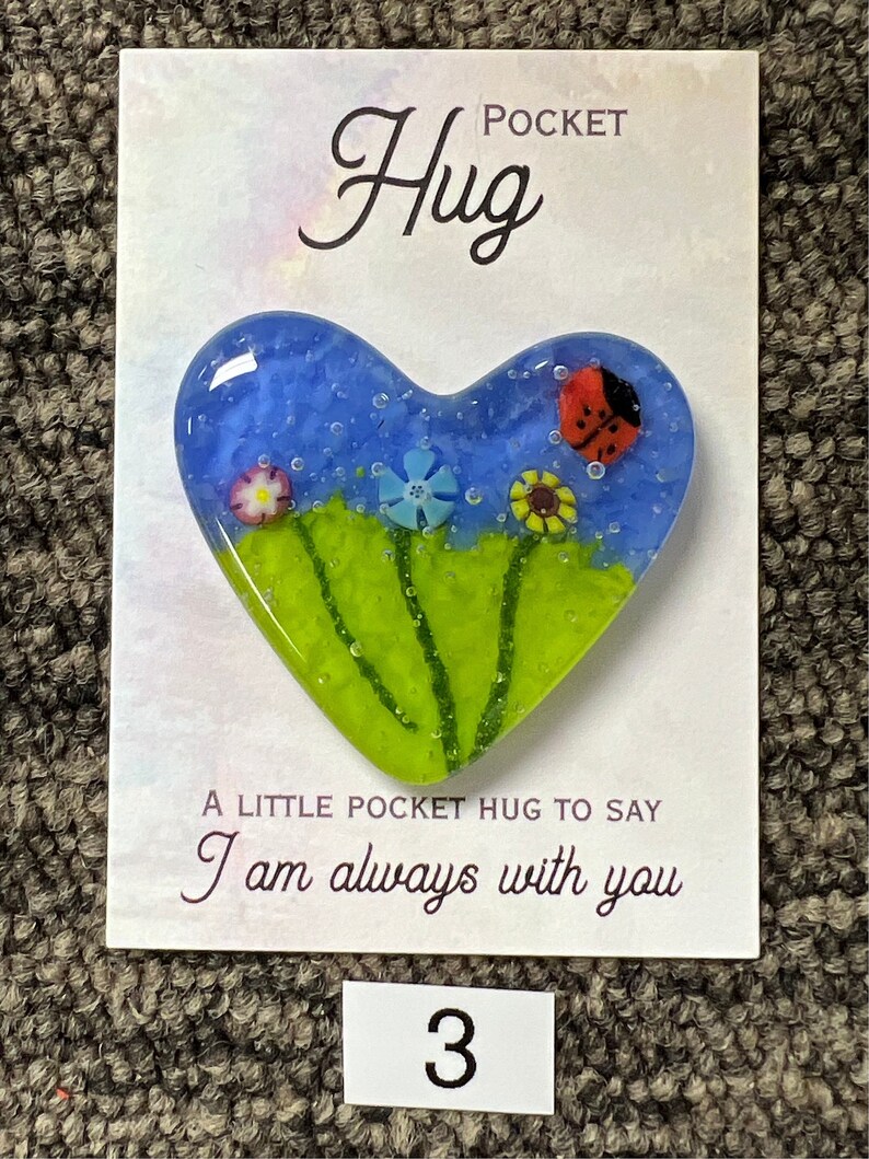 Fused Glass Pocket Hugs-flowers/ladybugs MHG913 - Etsy