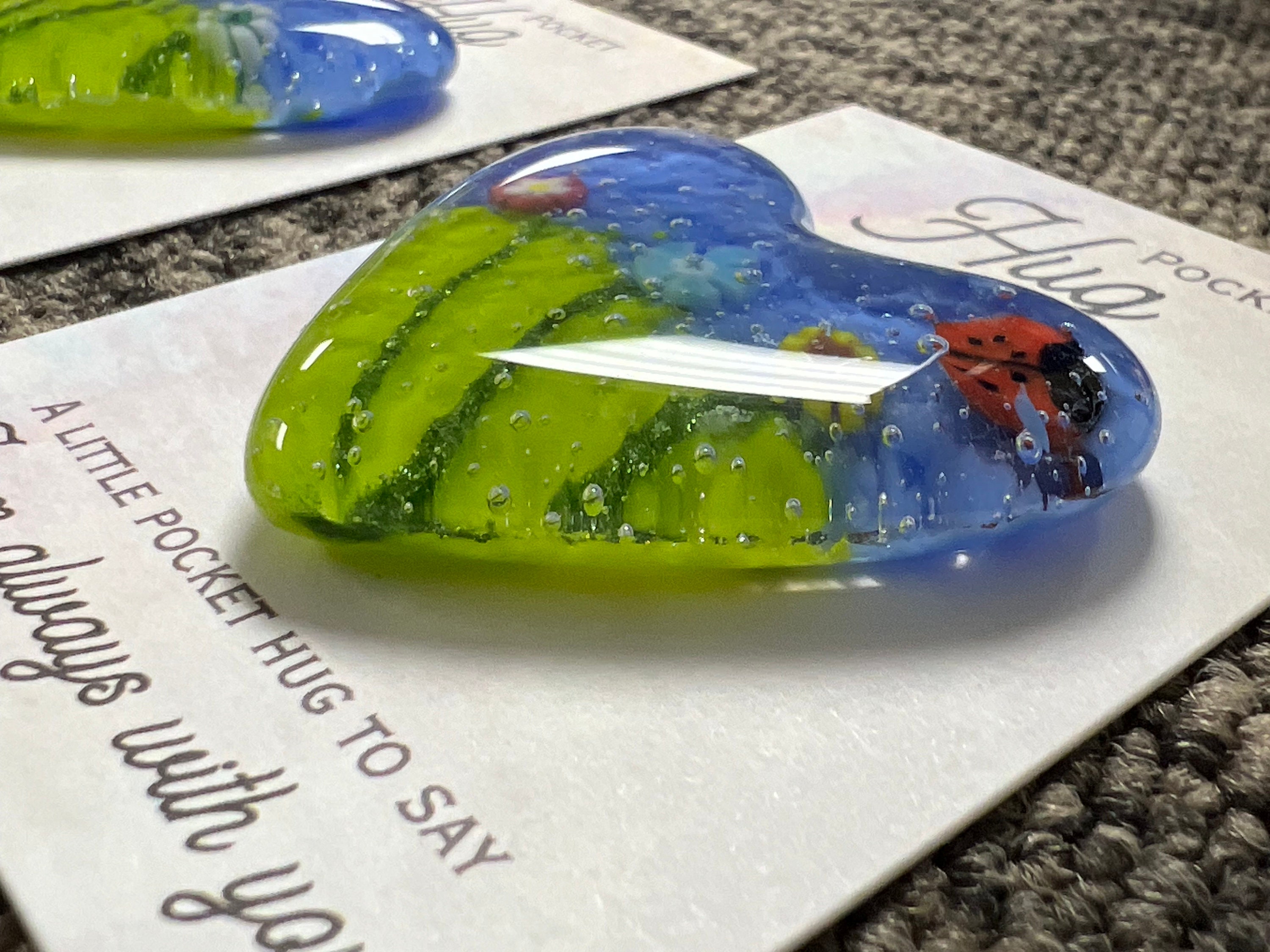 Fused Glass Pocket Hugs-flowers/ladybugs MHG913 - Etsy