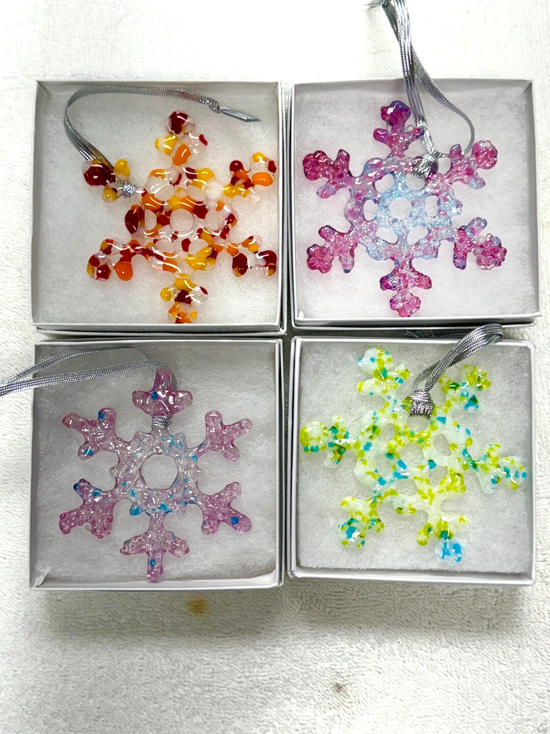 Fused Glass Snowflakes 3 Various Colors MHG387 - Etsy