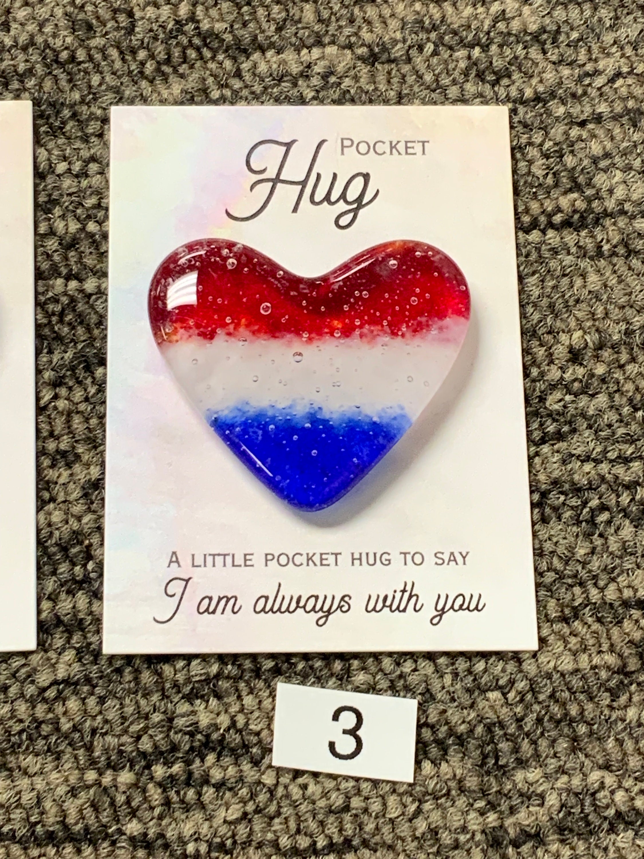 Fused Glass Pocket Hugs-heart Shape, Patriotic / Veteran MHG902 - Etsy