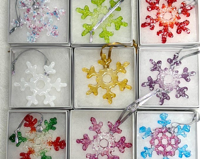 Fused Glass Snowflakes 3" - Various Colors - MHG384 - Etsy