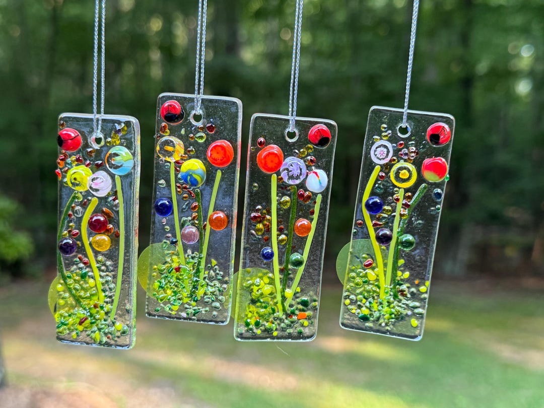 Fused Glass Suncatchers - Summer Flowers W/ladybug MHG010 - Etsy
