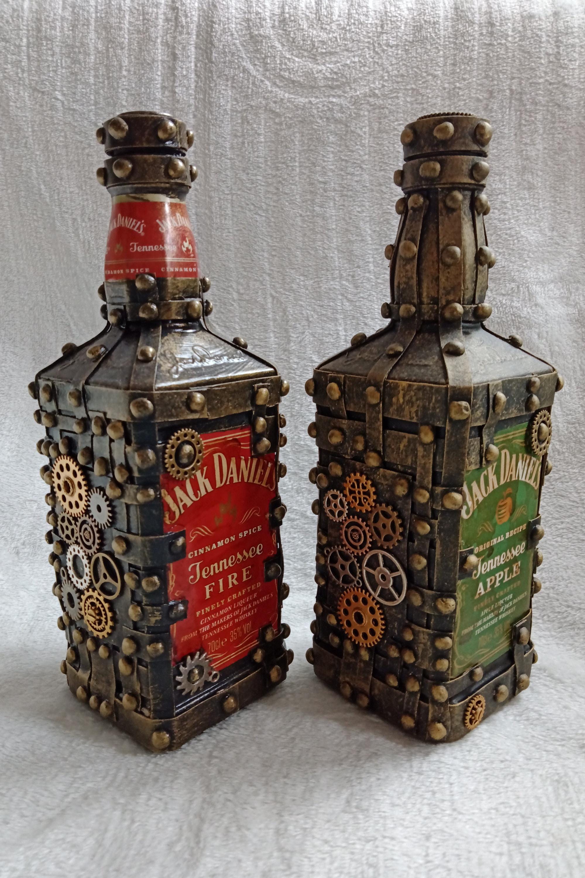 Set of 4 Jack Daniels Steampunk Bottles 70cl / Vintage Gift / Bookish ...