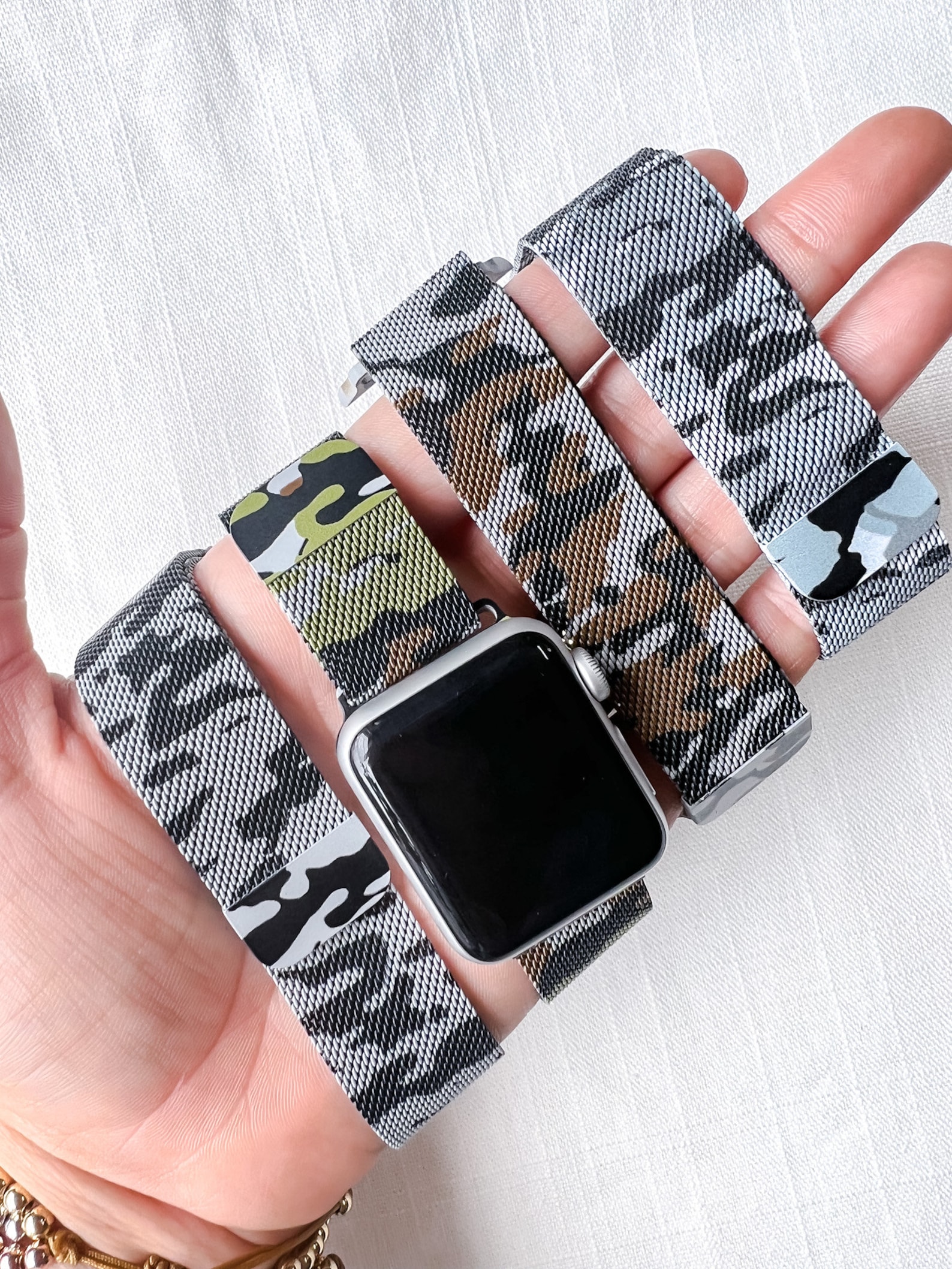 Camouflage Metallic Watch Band, Military Apple Watch Band, Milanese ...