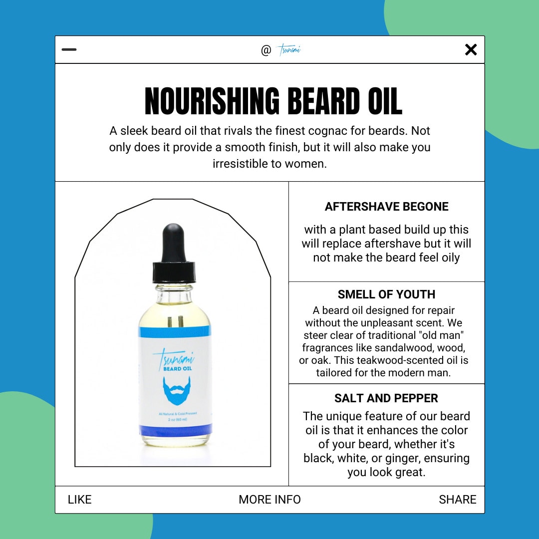Tsunami Natural Beard Oil, Organic Plant-based Ingredients, Anti-itch ...