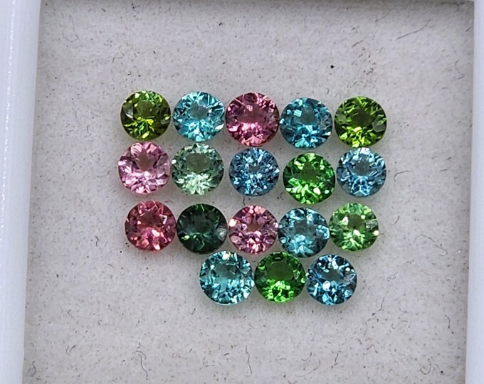 Natural Multi Color Tourmaline Set – 2.5mm Round Cut – 1.40 Ct Loose ...