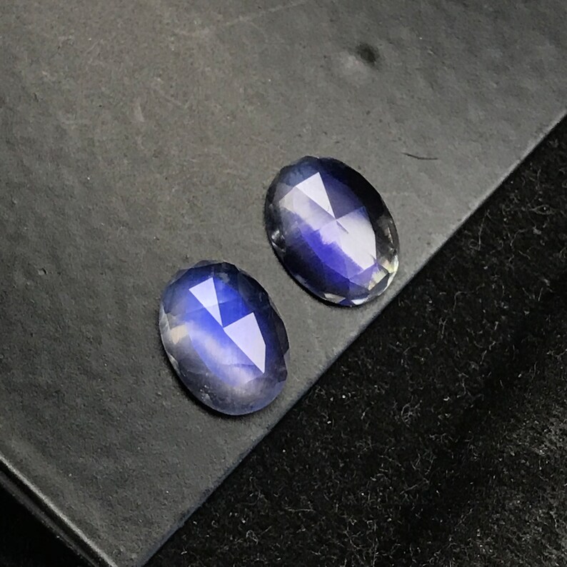 Rainbow Moonstone Pair: 2.65 Carat Oval Rose Cut Gemstones - Etsy