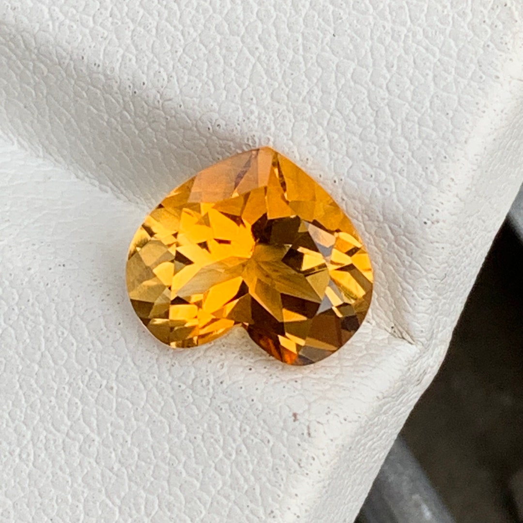 Natural Brazil Citrine - 10 MM Citrine Heart - February Birthstone - 2. ...