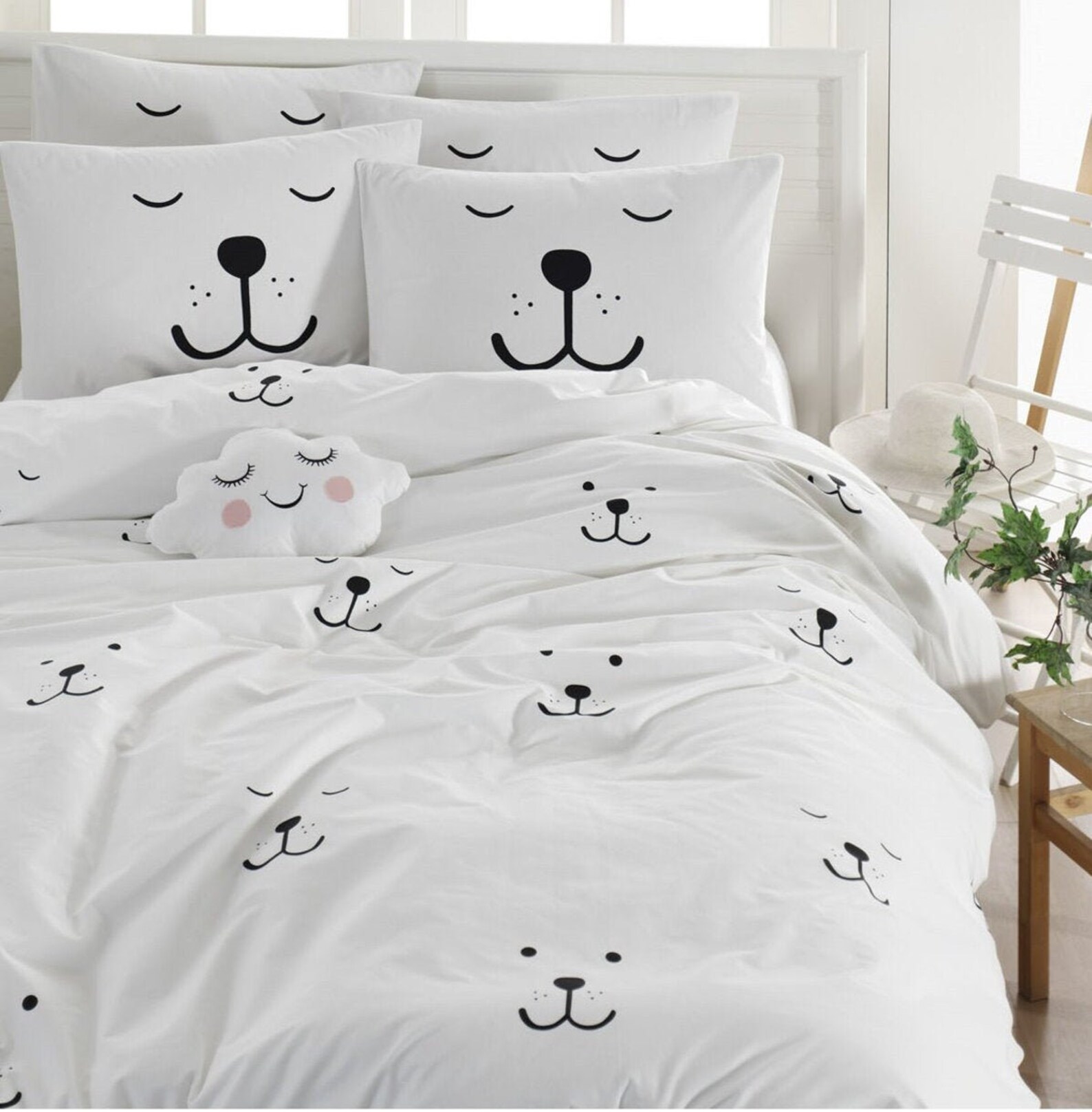 Pure Cotton Twin Double Smiley Face Duvet Cover Set / Kids | Etsy