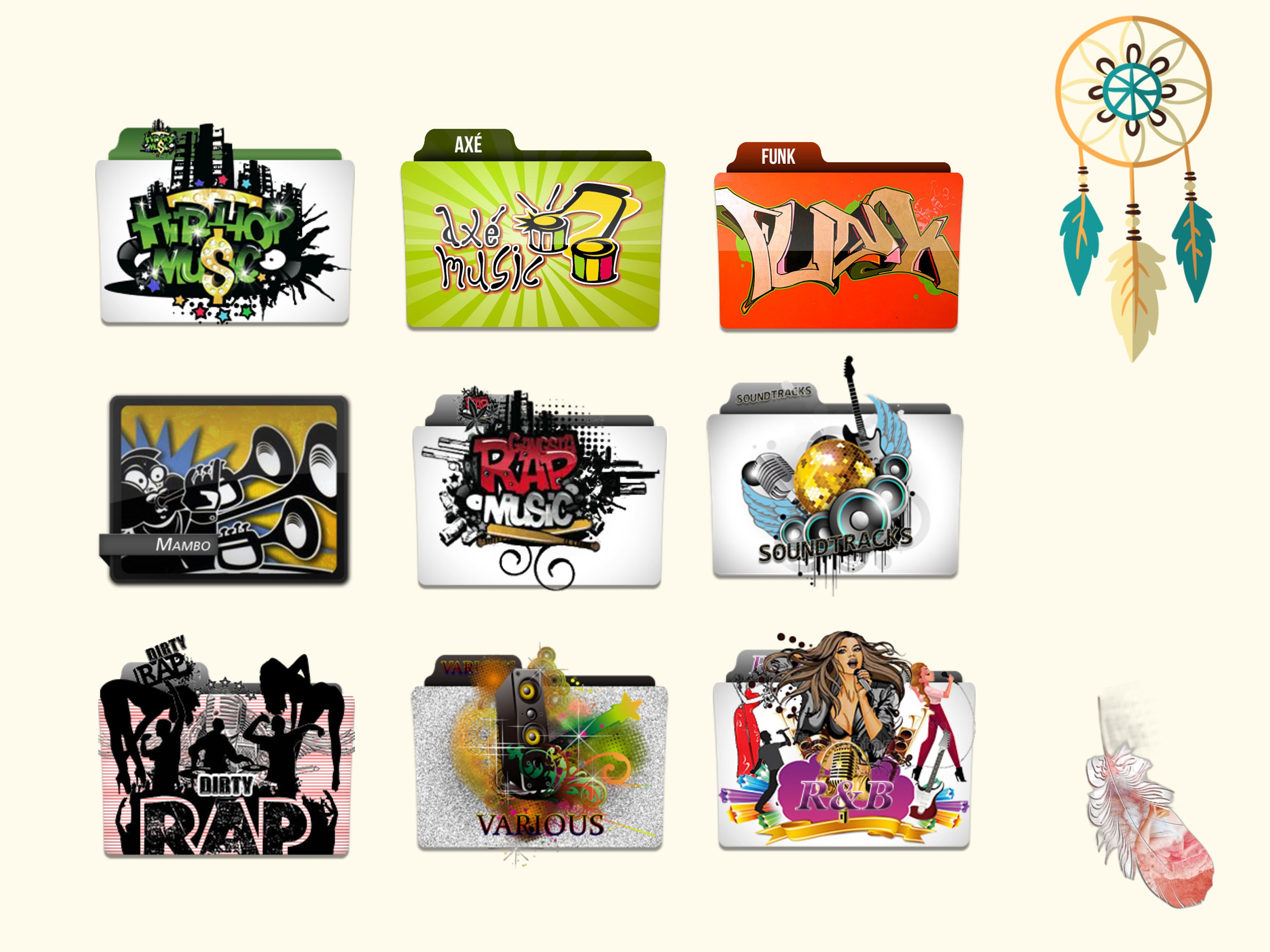 Music Genre Folder Icon Pack Music Categories for Mac & PC Desktop ...