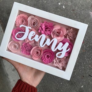 Floral Shadow Box, Custom Shadow Boxes With Name, Name Shadow Box, 5x7 ...