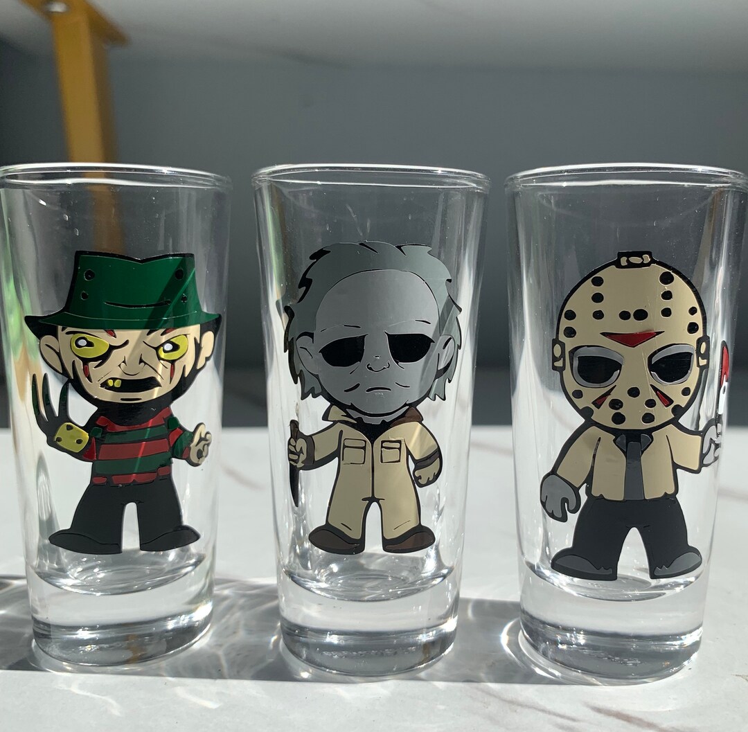 Scary Characters Inspired Shot Glass Set, Shot Glass Set, Spooky ...