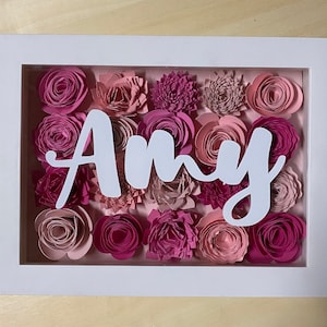Floral Shadow Box, Custom Shadow Boxes With Name, Name Shadow Box, 5x7 ...
