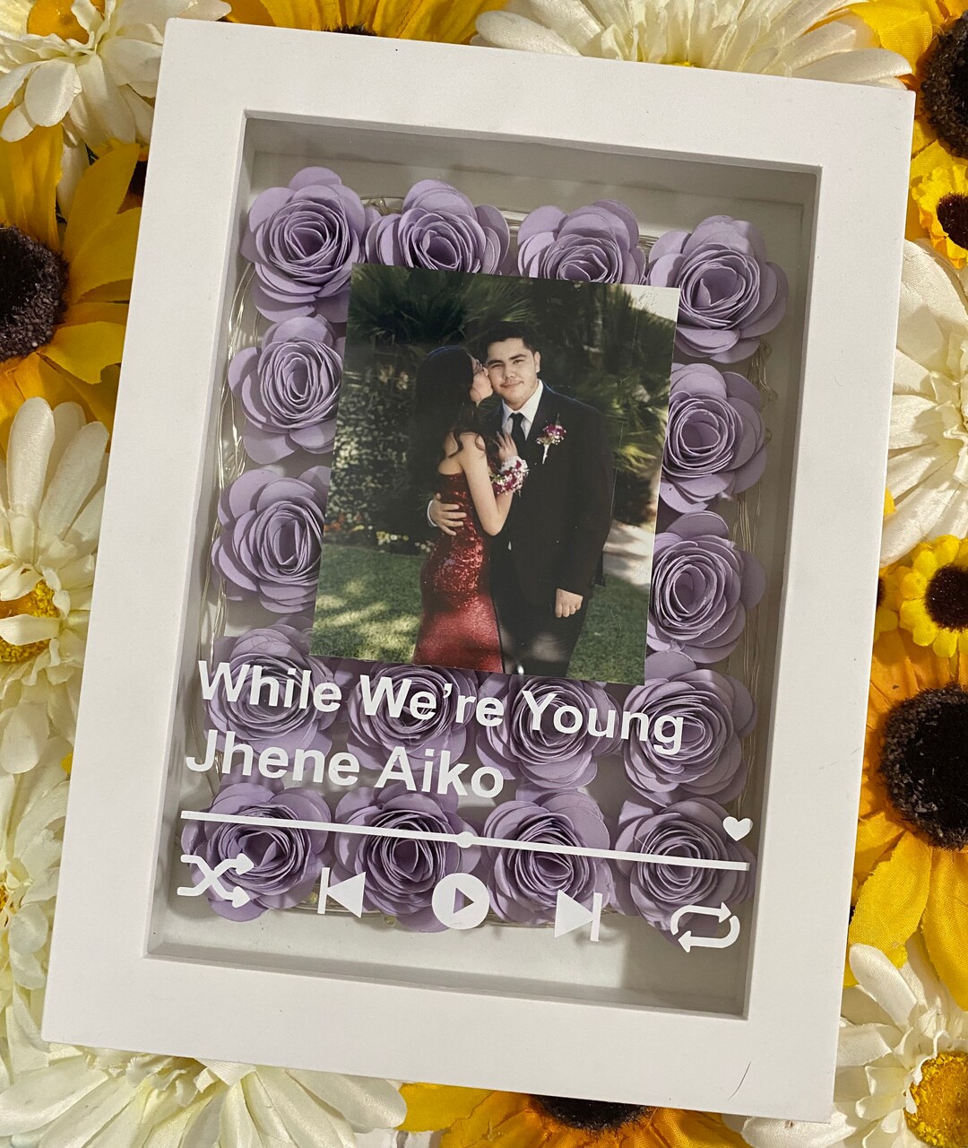 Song Name Shadow Box Frame With Lights, 5x7 Flower Shadow Box, 3D Paper ...