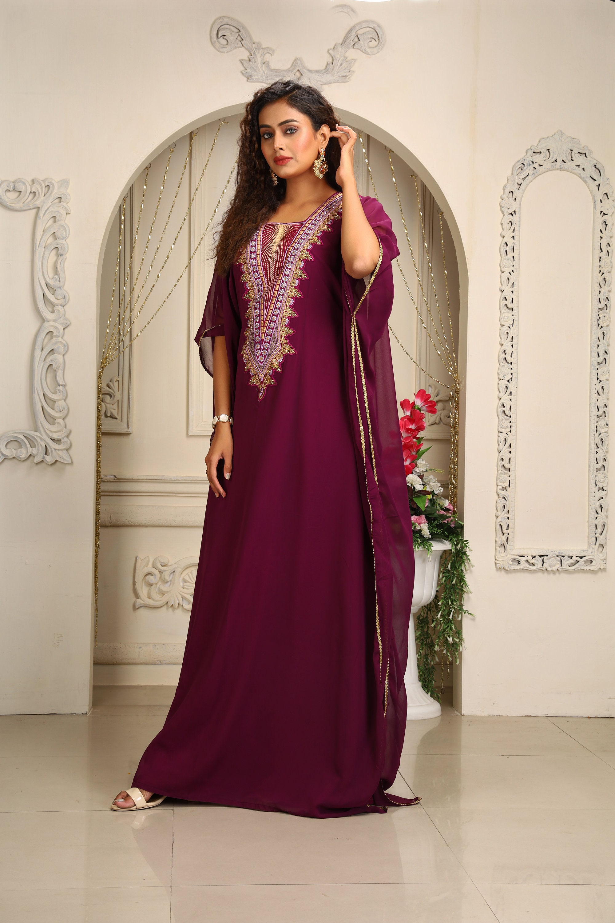 Purple Kaftan Dress Kaftan Robe Plus Size Kaftan Summer - Etsy