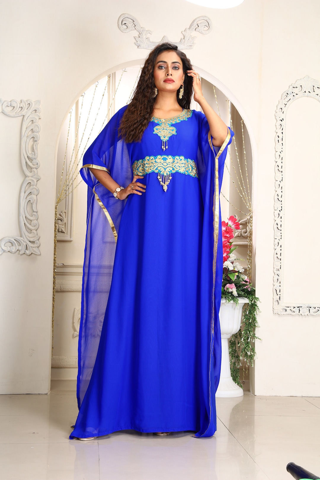 Blue Kaftan Dress | Kaftan Robe | Plus Size Kaftan | Summer Kaftan ...