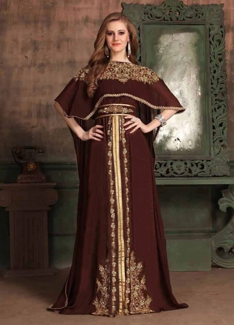 Women Brown and Gold Israelite Garment Kaftan Dress - Etsy