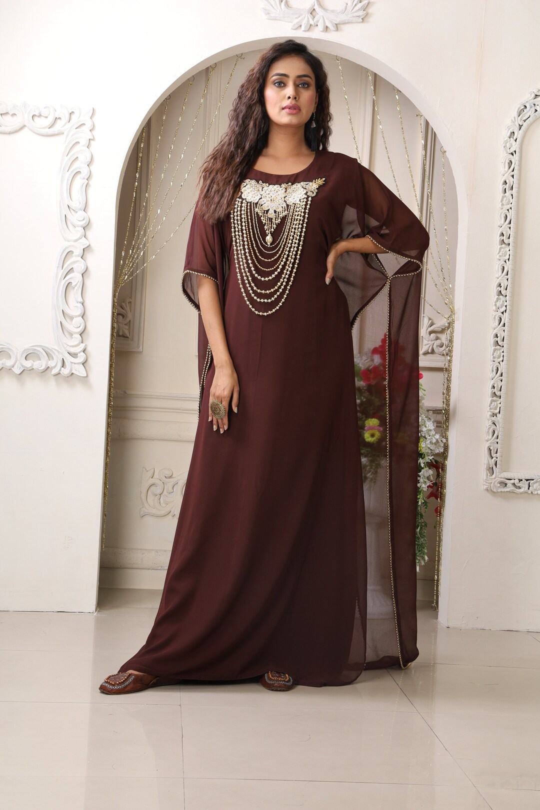 Brown Kaftan Dress | Kaftan Robe | Plus Size Kaftan | Summer Kaftan ...