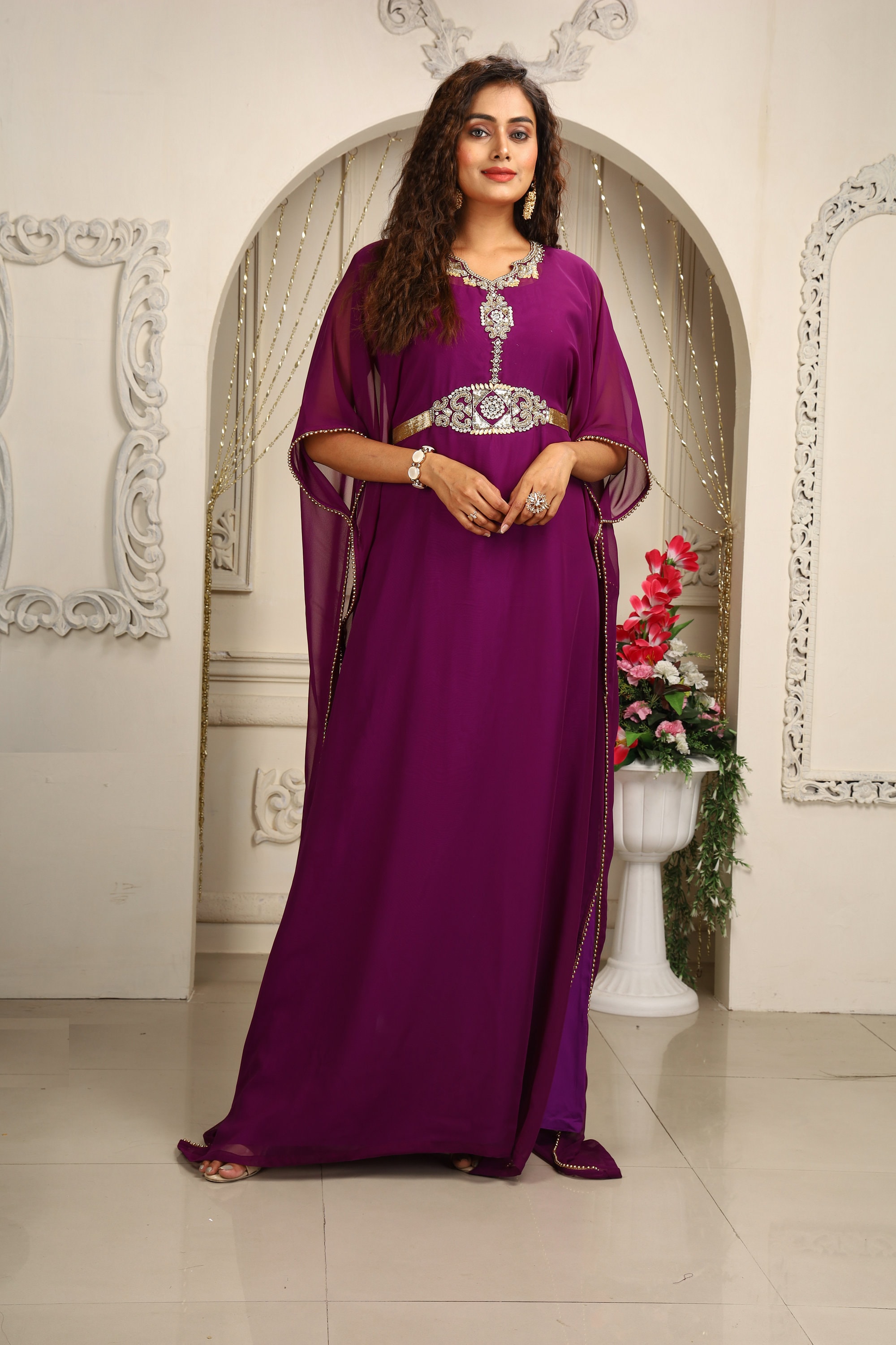 Purple Kaftan Dress Kaftan Robe Plus Size Kaftan Summer Kaftan ...