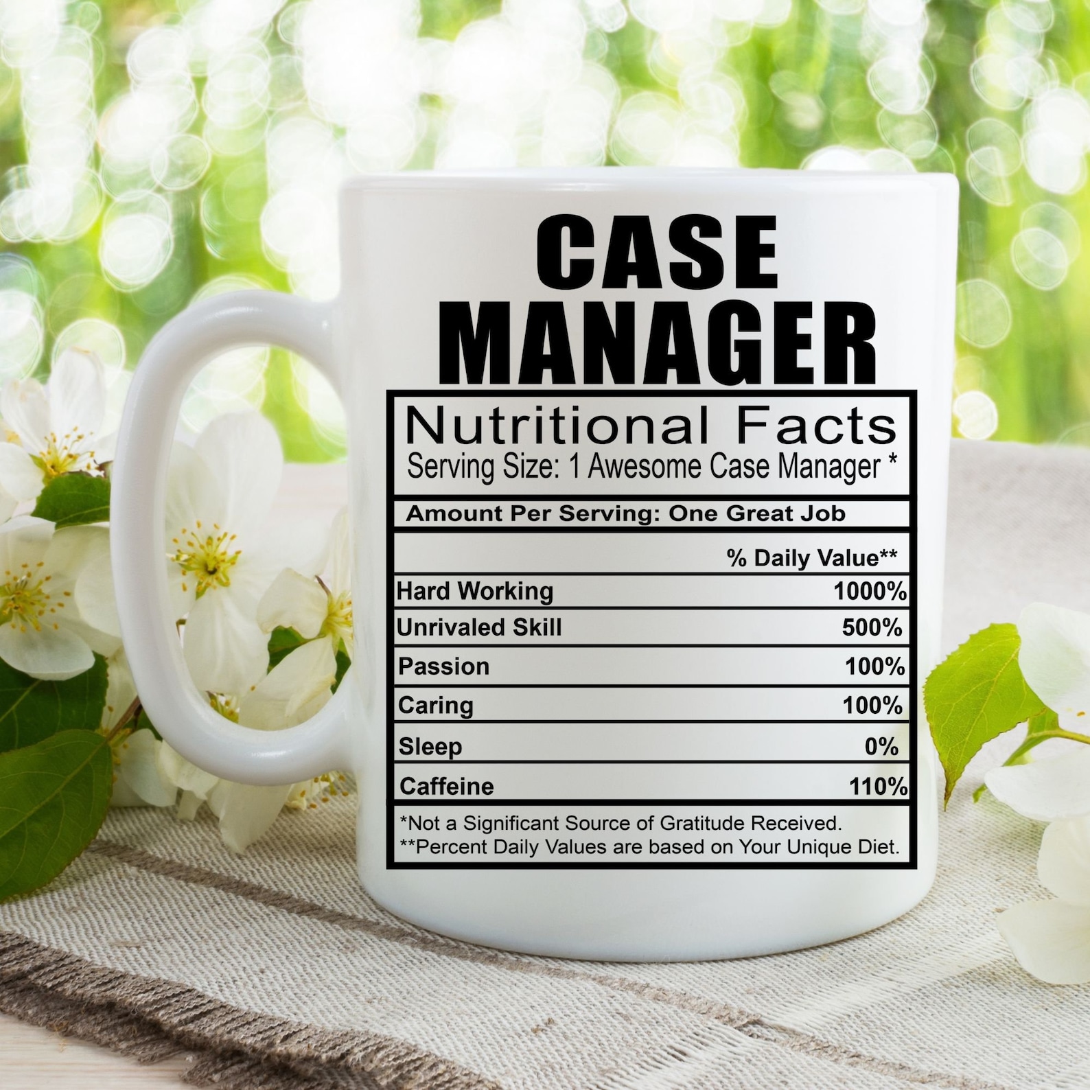 Case Manager Nutrition Facts Coffee Tea Mug L Gift Mug for Men and ...