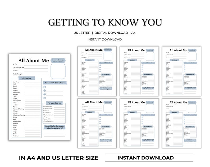 Getting to Know You Team Building Game, All About Me, Get to Know Me ...