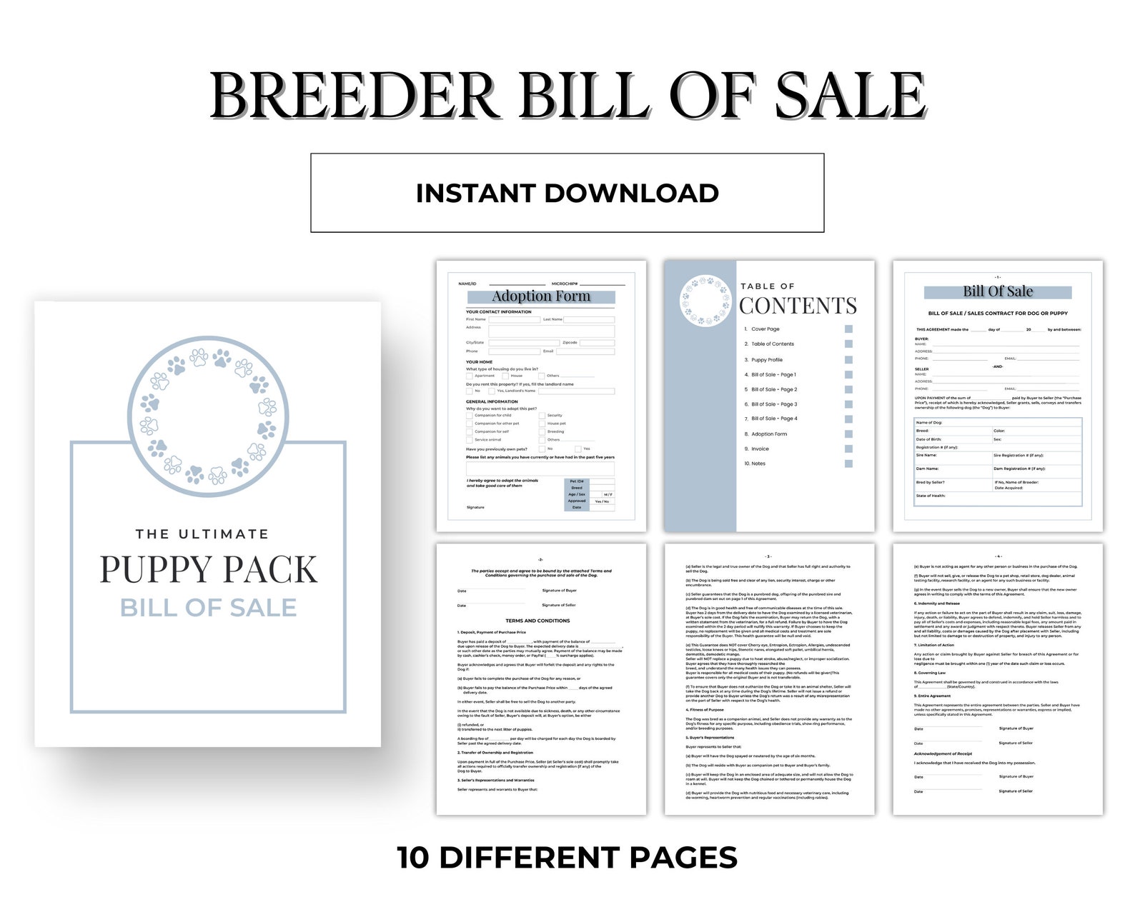 Dog Breeder Bill of Sale, Essential Dog Breeder Kit, Puppy Breeder ...