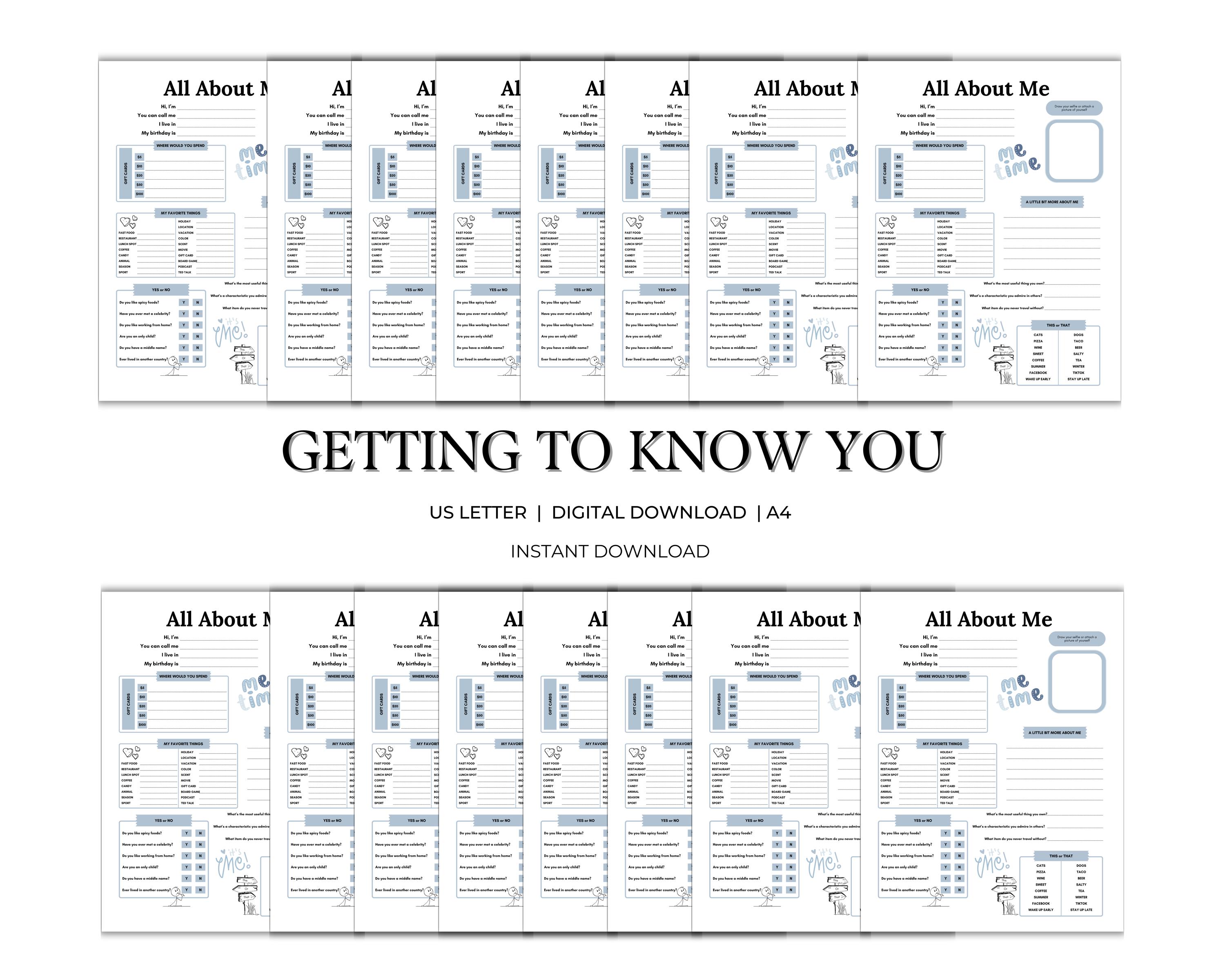 Getting to Know You Ice Breaker Questionnaire, Team Building Activities ...