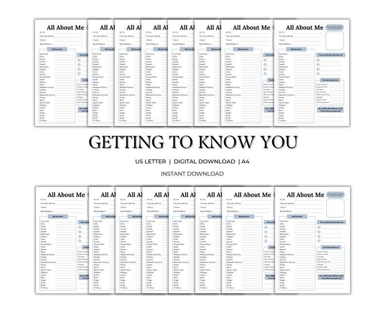 Getting to Know You Team Building Game, All About Me, Get to Know Me ...