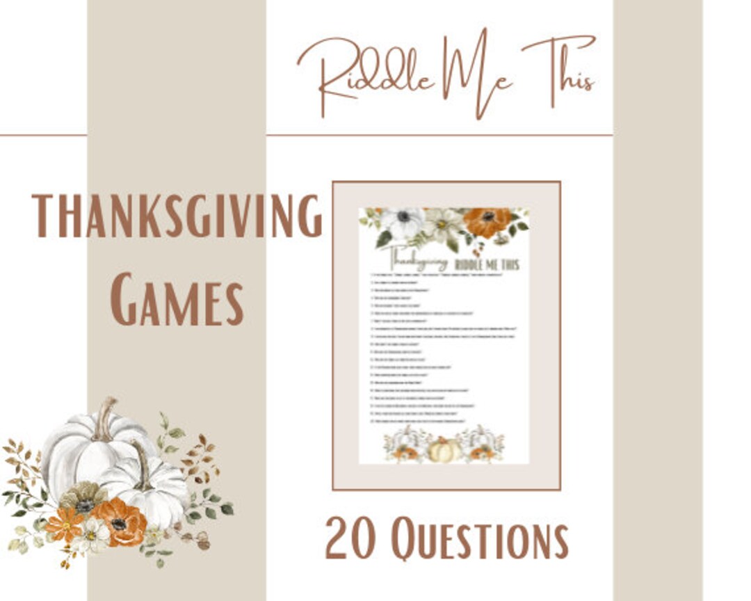 Thanksgiving Riddle Game, Riddle Me This, Trivia Quiz for Kids & Adults ...