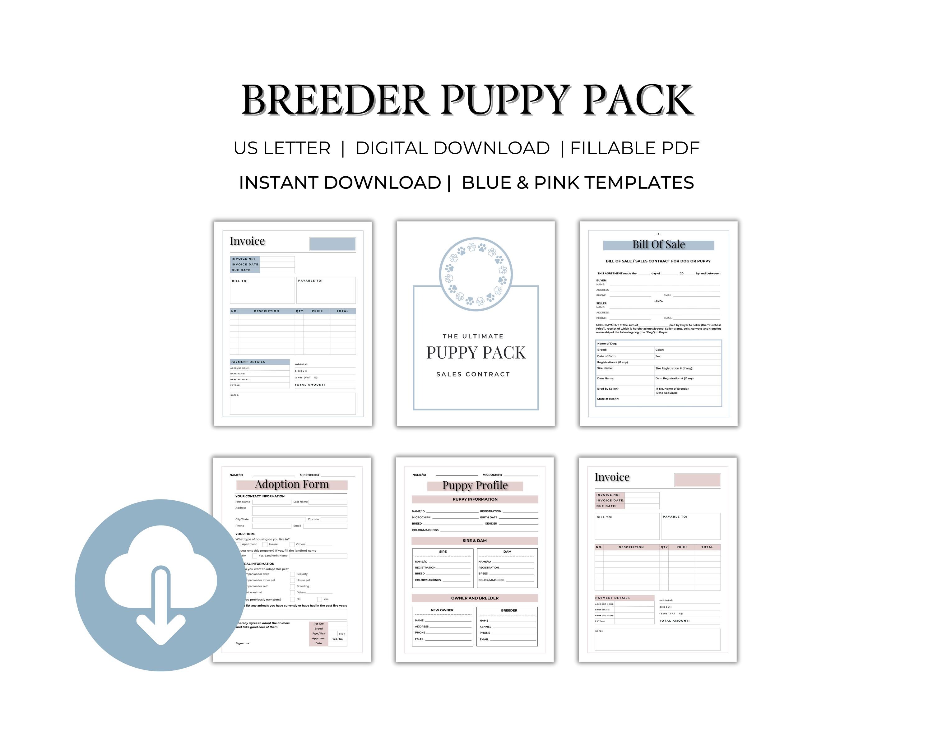 Dog Breeder Puppy Pack, Litter Records for New Puppy, Puppy Pack ...