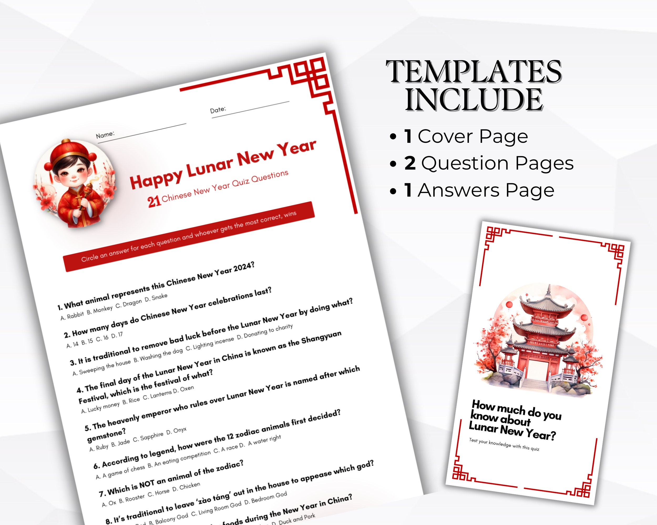 Happy Lunar New Year 2024 Trivia Game Year of the Dragon Family ...
